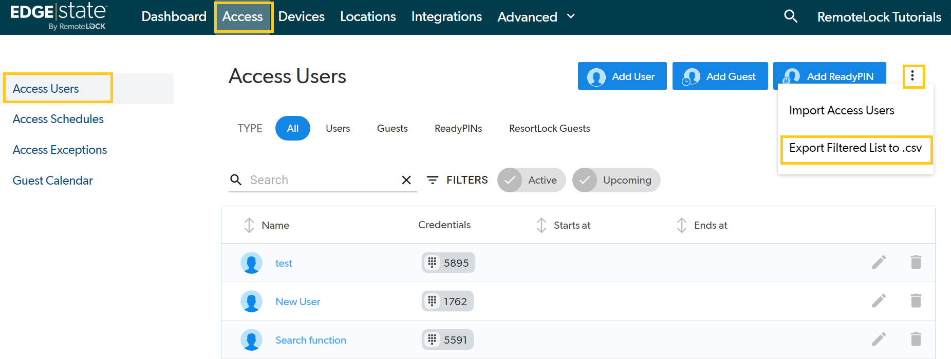 Exporting Users and Devices