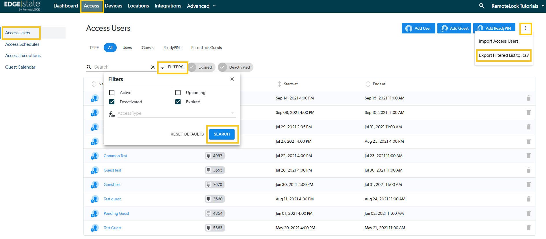 Exporting Users and Devices