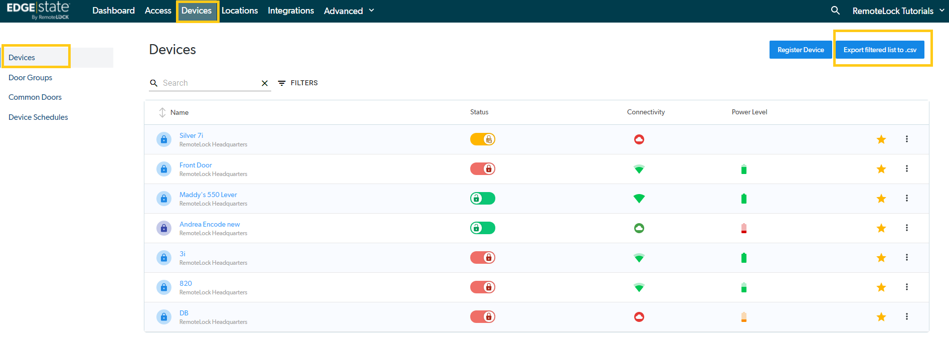 Exporting Users and Devices