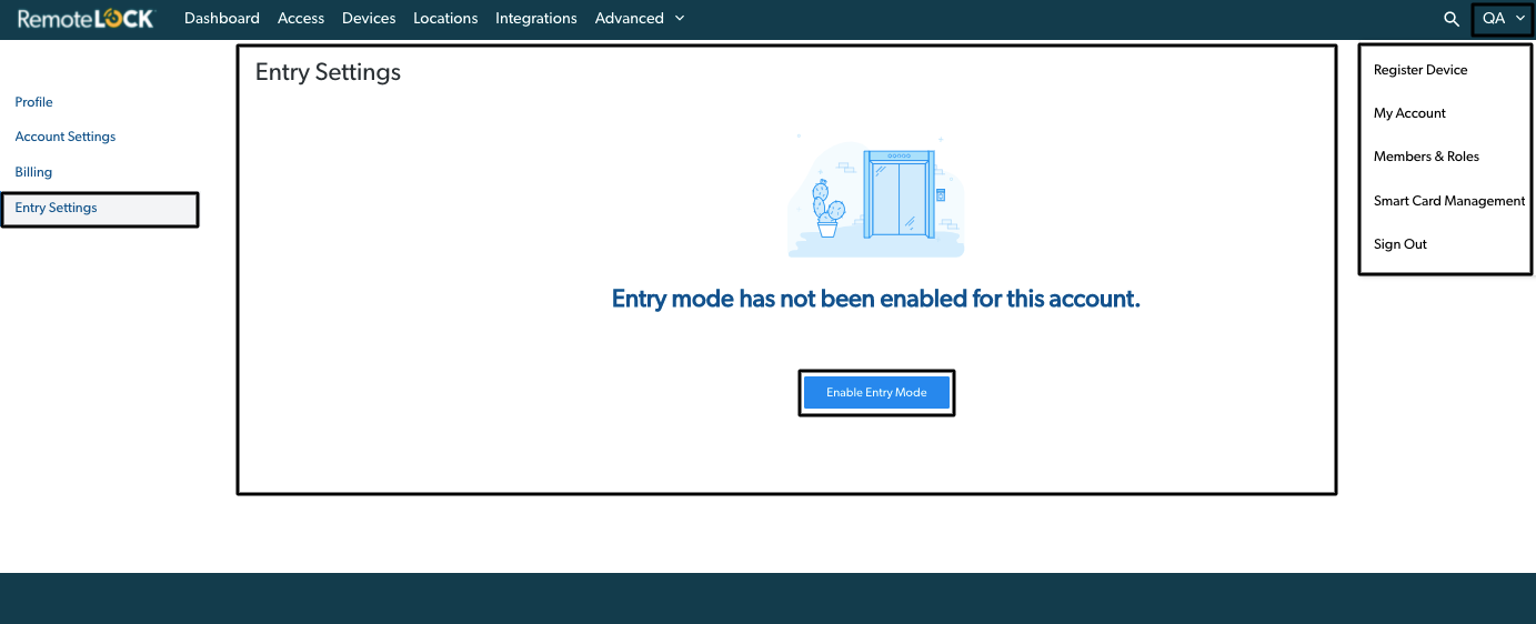 Entry App settings and configuration (web portal)