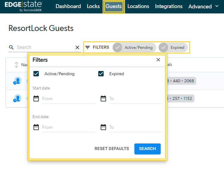 ResortLock Guest Codes