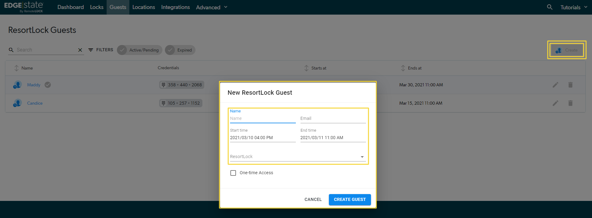 ResortLock Guest Codes