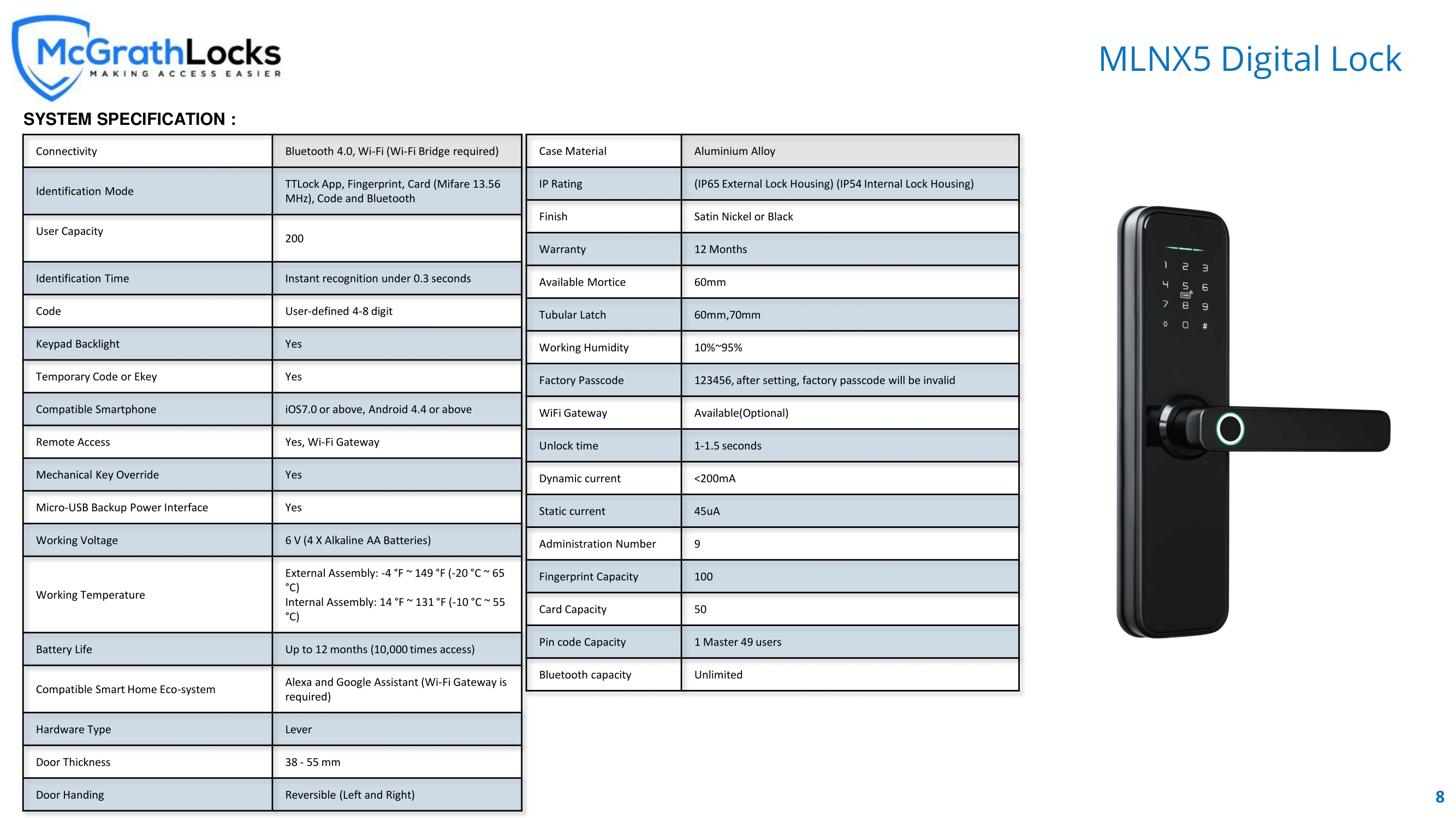 McGrath Locks - NX5: User Manual
