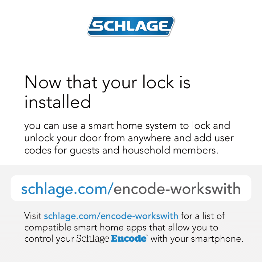 Schlage Encode Deadbolt: Quick Start Guide