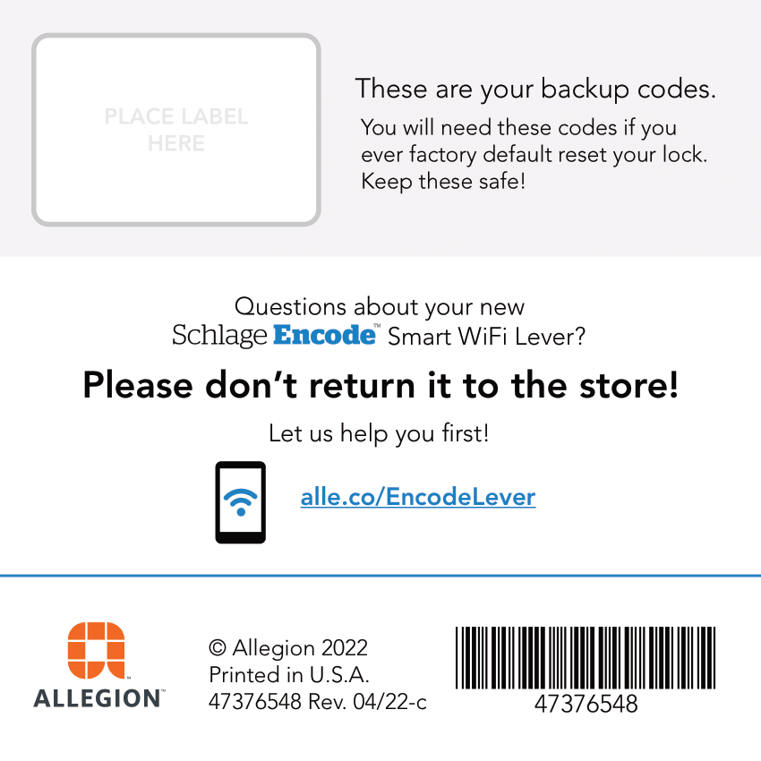 Schlage Encode Lever: Quick Start Guide