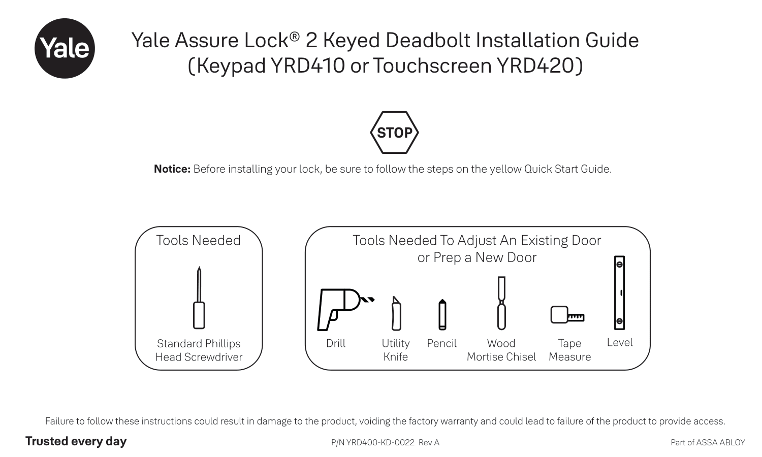 Yale Assure Lock 2 Keyed Deadbolt Installation Guide