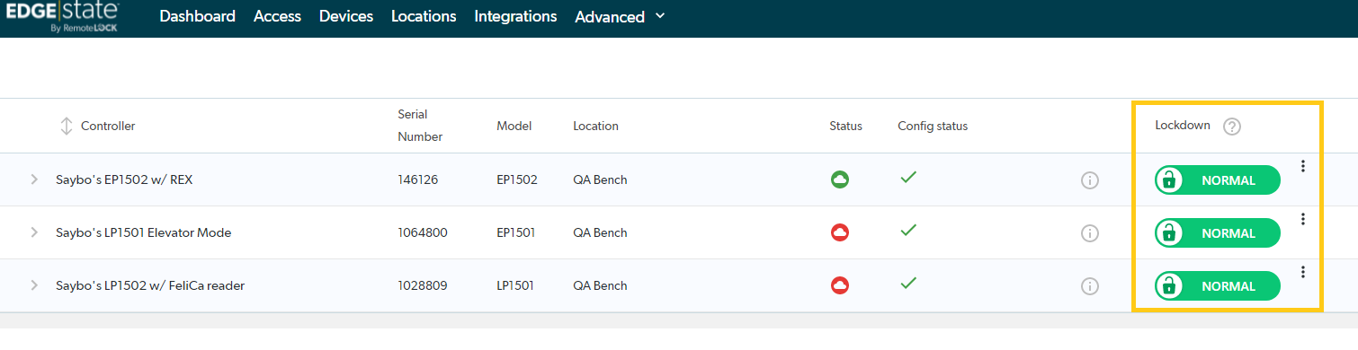 Lockdown Functionality