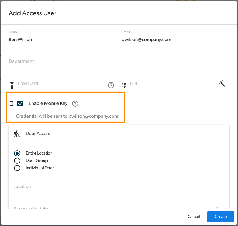 Creating Mobile Key Credentials